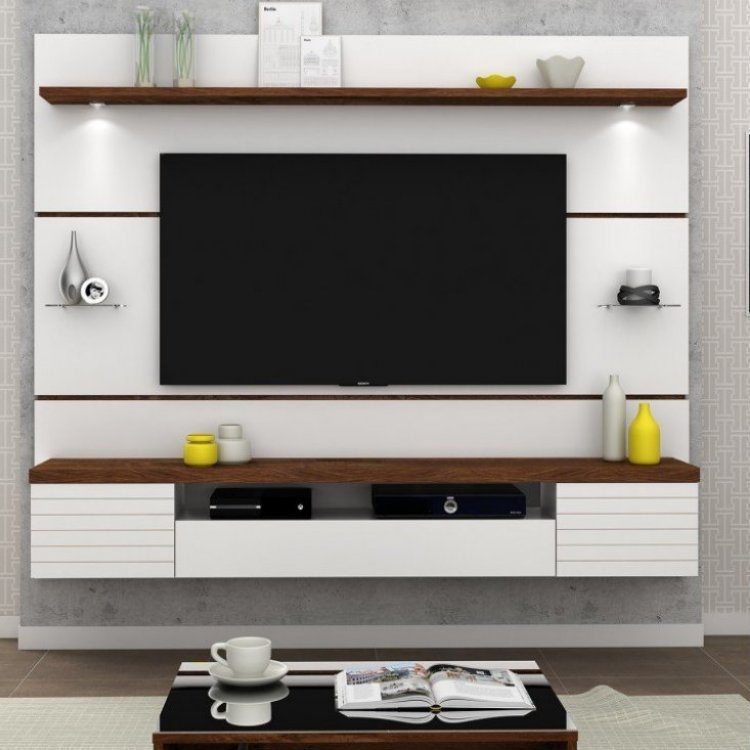 Painel para TV até 55 Polegadas com LED Estilo Dj Móveis Branco Brilho ...