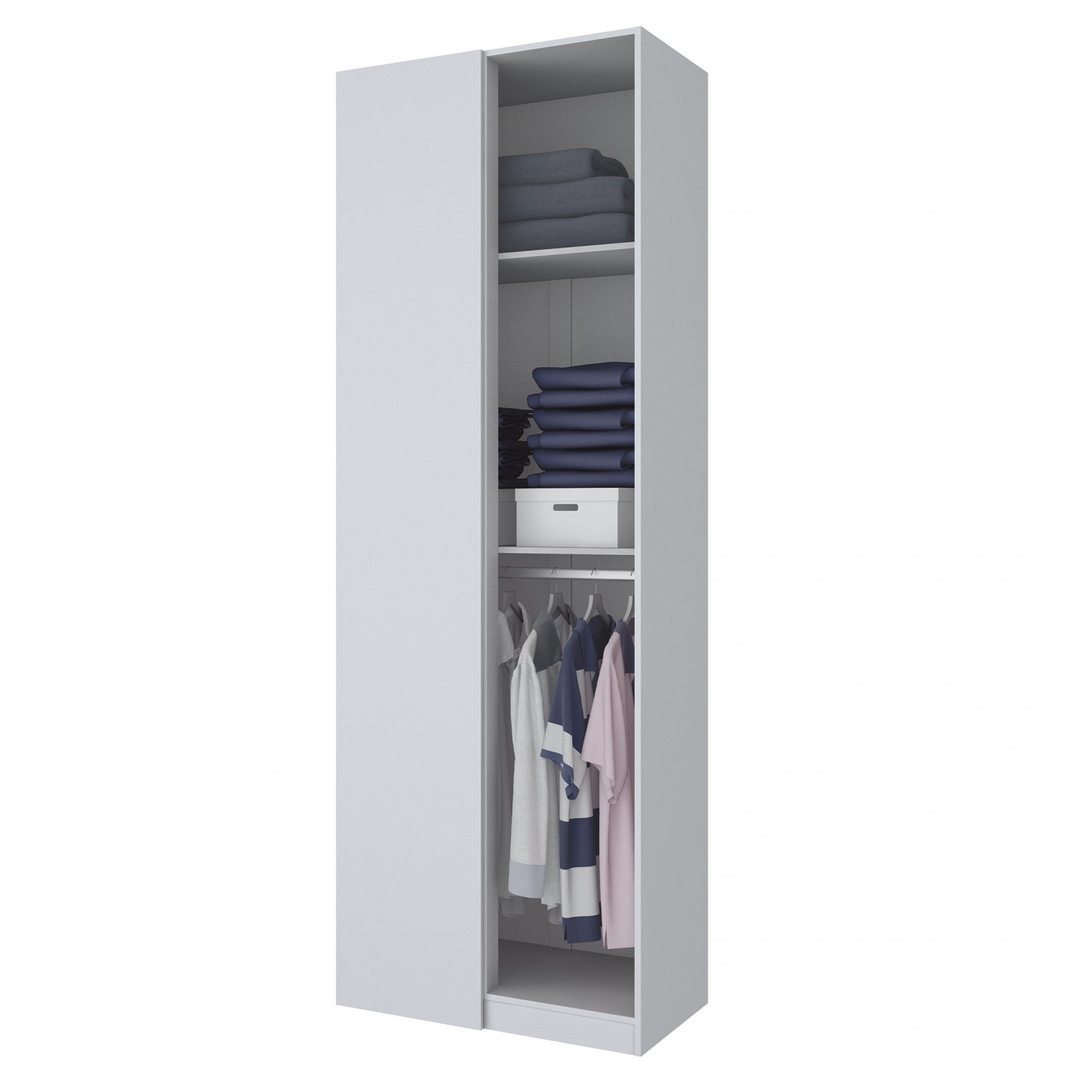 Guarda Roupa Modulado 1 Porta Canto Exclusive Henn Branco Fosco ...