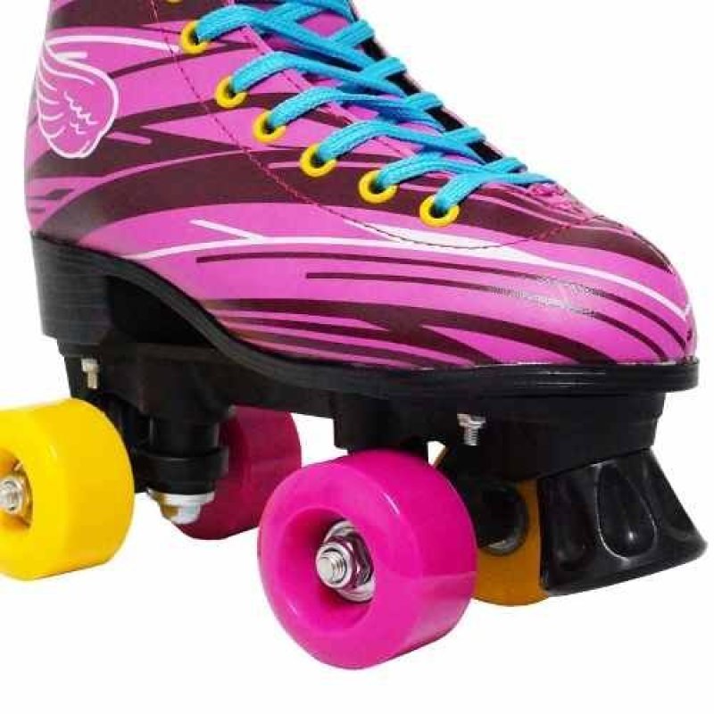 Patins Clássico Tradicional Quad 4 Rodas Roller de Rua Feminino Menina ...