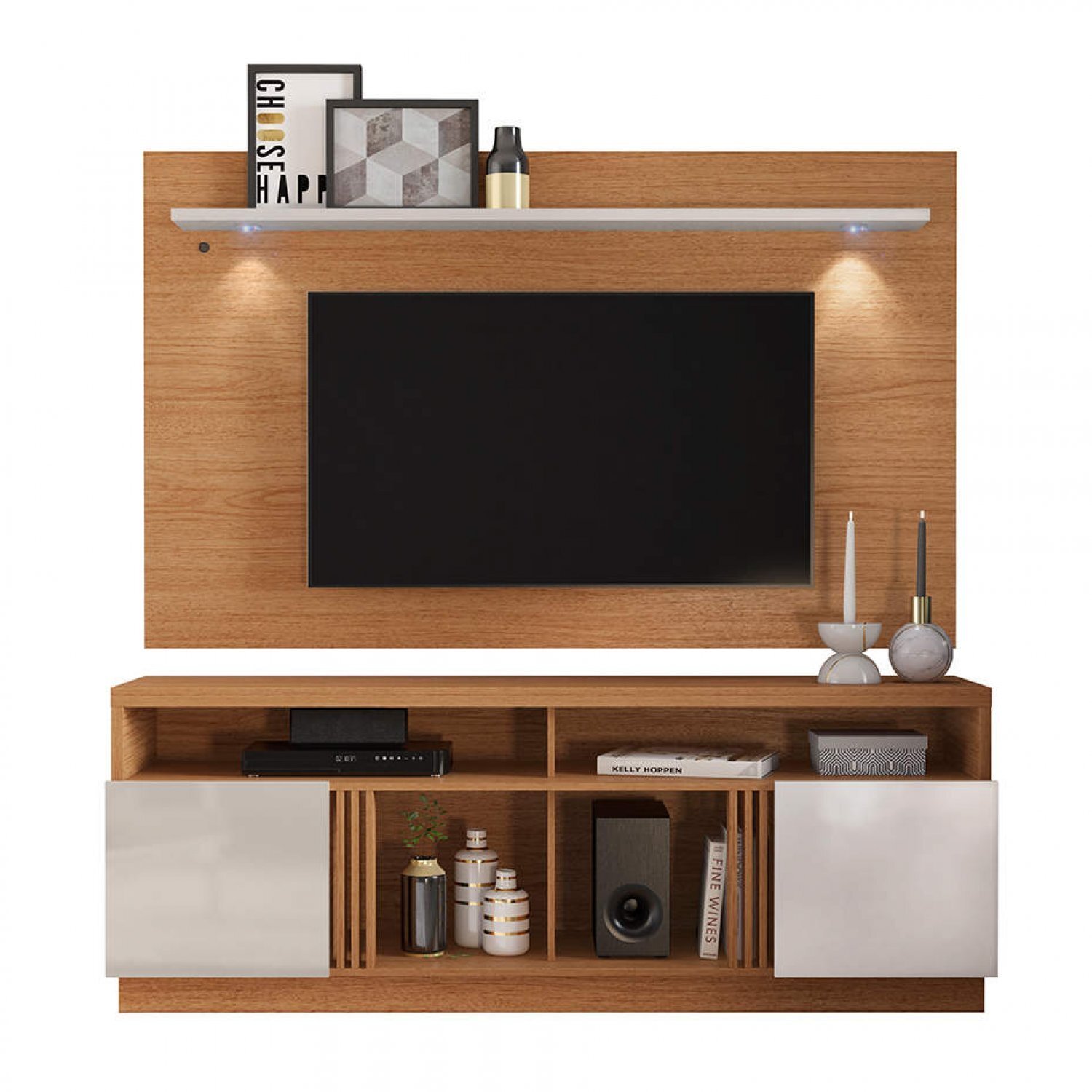 Rack com Painel Home para TV até 65 Polegadas com LED Itapuã Colibri Móveis Natural Real/Off ...