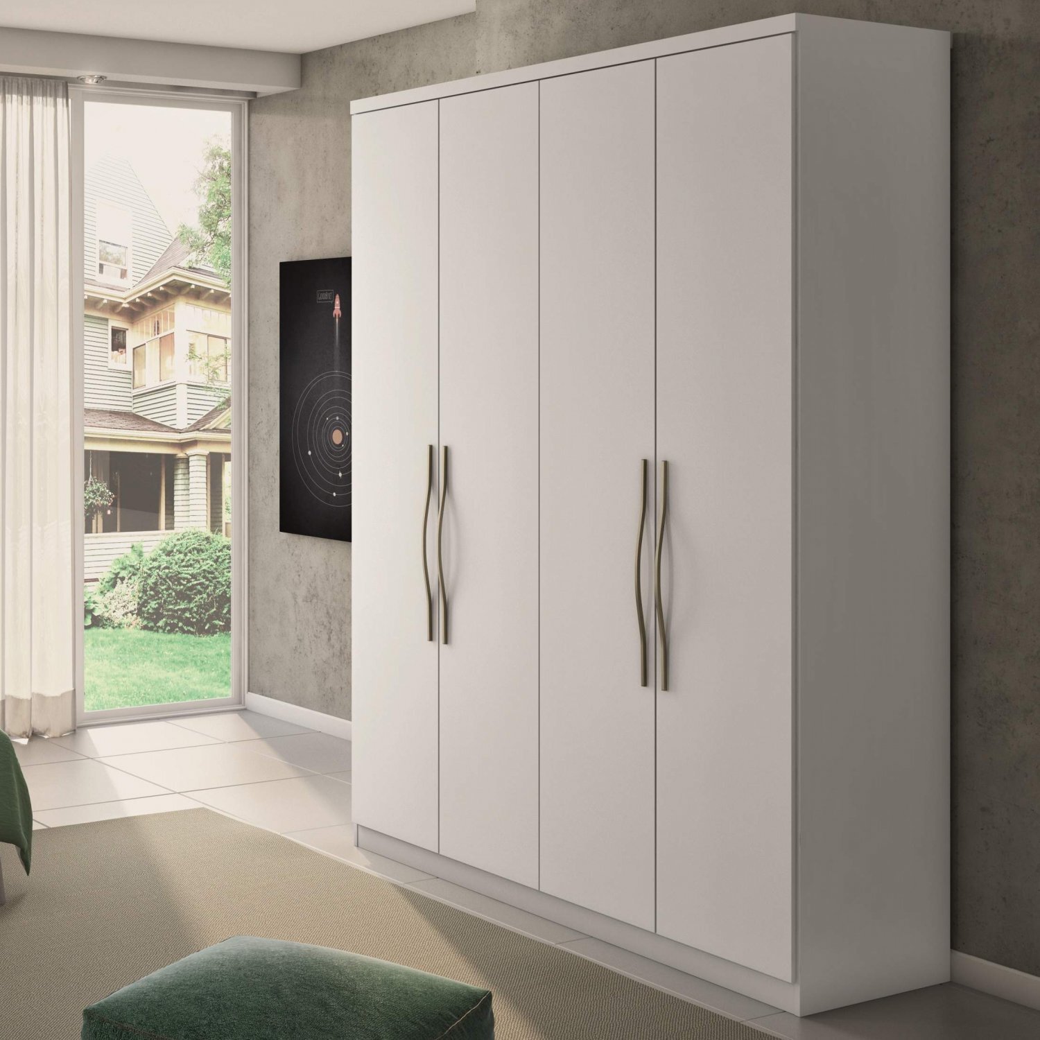 Guarda Roupa Casal 4 Portas 3 Gavetas Caribe Móveis Rimo Branco ...