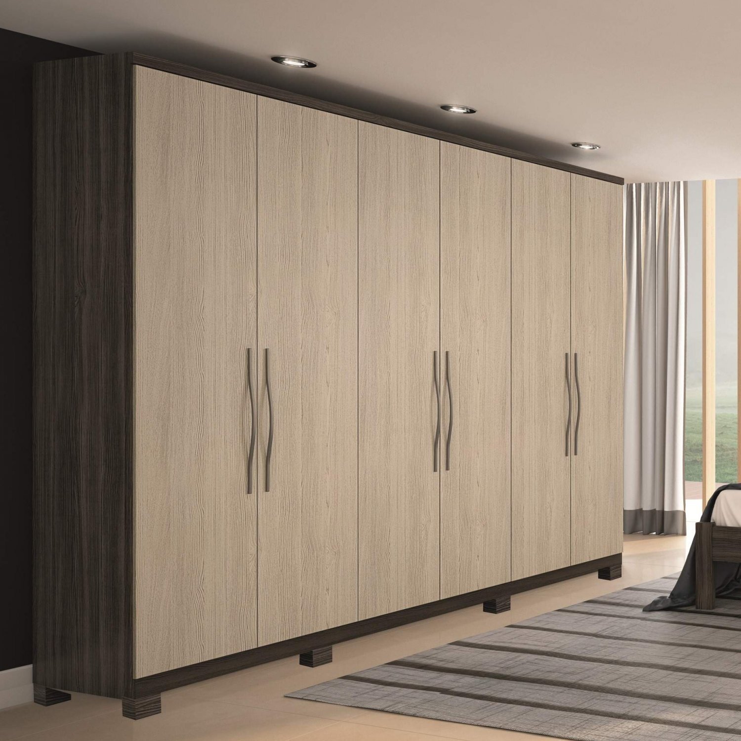 Guarda Roupa Casal 6 Portas 4 Gavetas Caribe Móveis Rimo Ébano/Savana ...